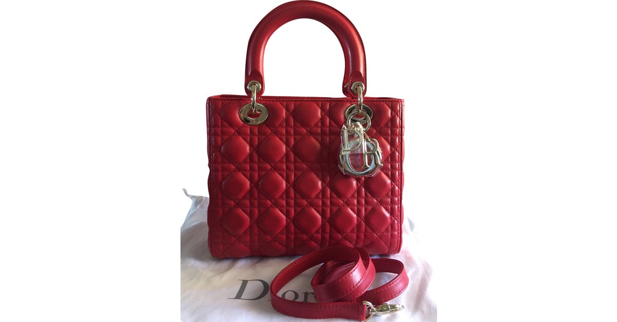Lady dior Cuir Rouge ref.89849 - Joli Closet