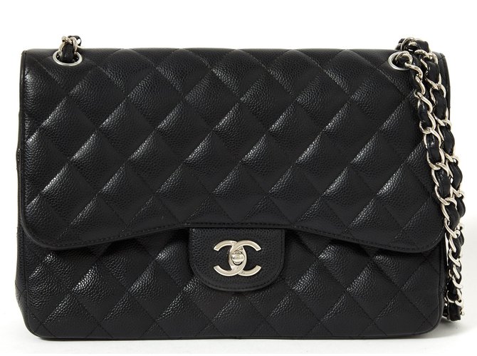 Chanel Grand Sac Classique Noir Caviar Intemporel Cuir ref.92460 - Joli ...
