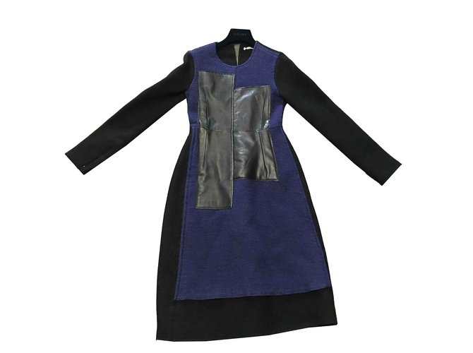 Céline ROBE CUBE FACE CACHMERE ET LAINE LAME Cuir Cachemire Noir Bleu ...