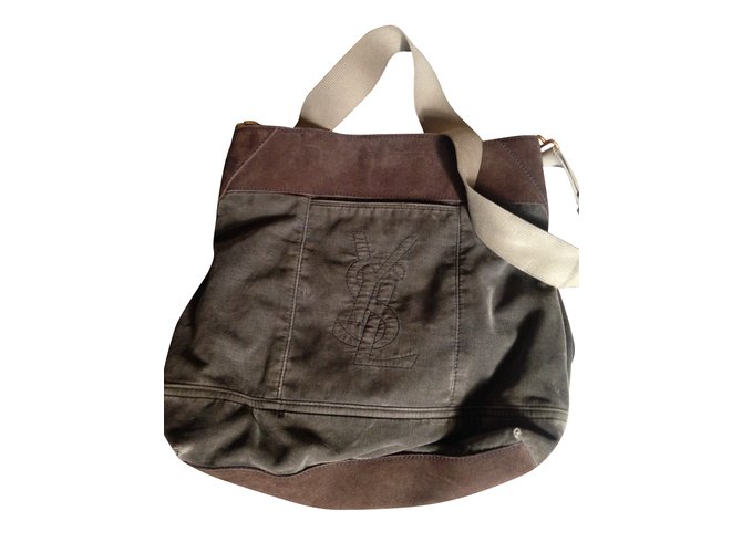Borsa a tracolla Yves Saint Laurent Marrone chiaro Velluto ref.105510 ...