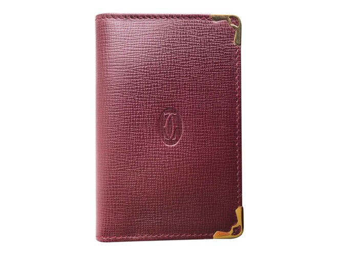 CARTIER Business Card Holder Dark red Leather ref.105879 - Joli Closet