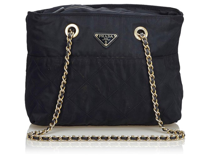 Prada Black Nylon Chain Tote Bag Cloth ref.117512 - Joli Closet