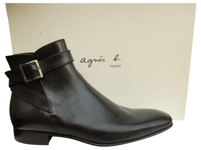 Agnès b. Botas de Agnes B modelo James Preto Couro ref.125047 - Joli Closet