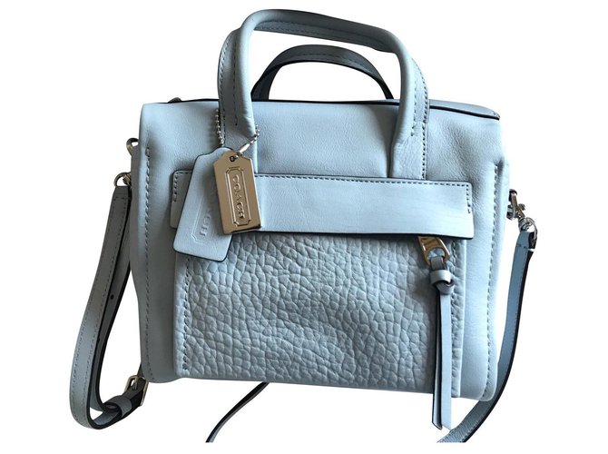 COACH Bleecker Mini Riley Crossbody Carryall Light blue Leather ref ...