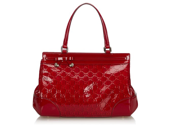 Sac à main Mayfair en cuir verni rouge Guccissima de Gucci Cuir vernis ...
