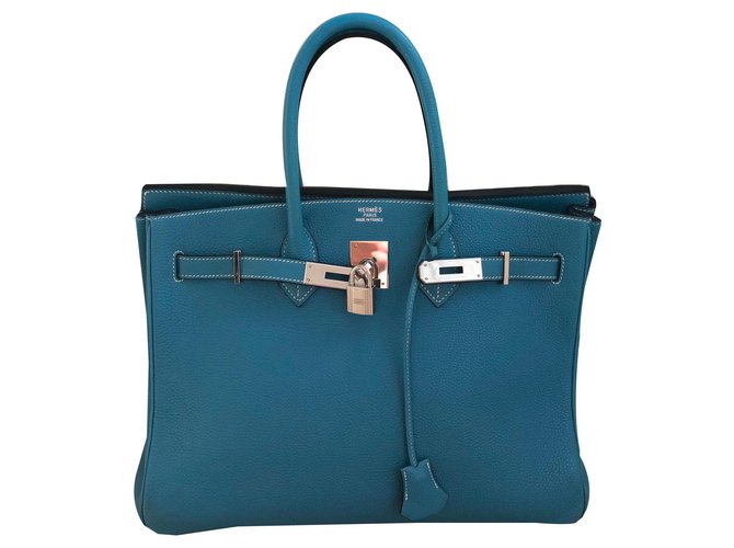 Hermès Birkin 35 Blue Light blue Leather ref.137576 - Joli Closet
