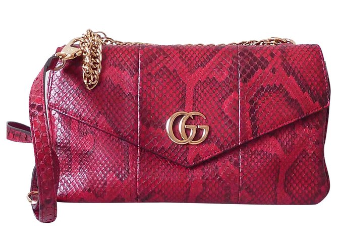 GUCCI MARMONT DOUBLE BANDOULIERES PYTHON Multicolore ref.144023 - Joli Closet