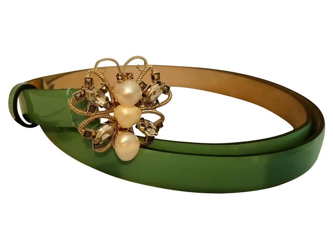 Valentino Cintos Verde claro Couro envernizado ref.145386 - Joli Closet