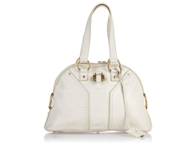 Yves Saint Laurent Sac porté épaule Muse en cuir blanc YSL ref.149469 ...