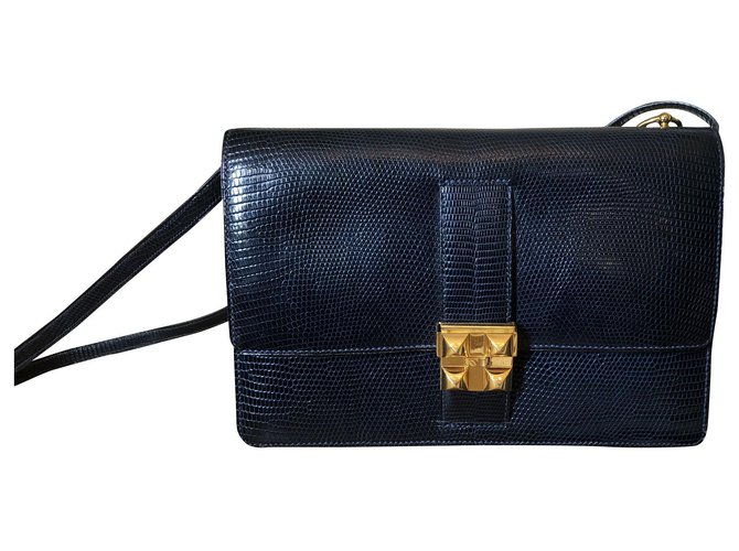 Médor Hermès Medor bag Navy blue Leather ref.161733 - Joli Closet