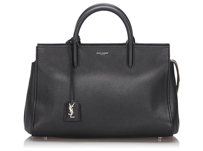 Yves Saint Laurent YSL Black Cabas Rive Gauche Umhängetasche Schwarz ...