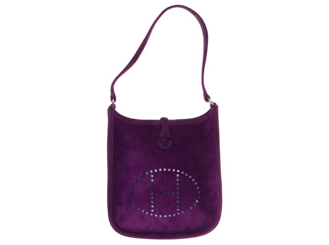 Hervorragende Hermès Evelyne TPM-Tasche aus lila Wildleder, neue ...