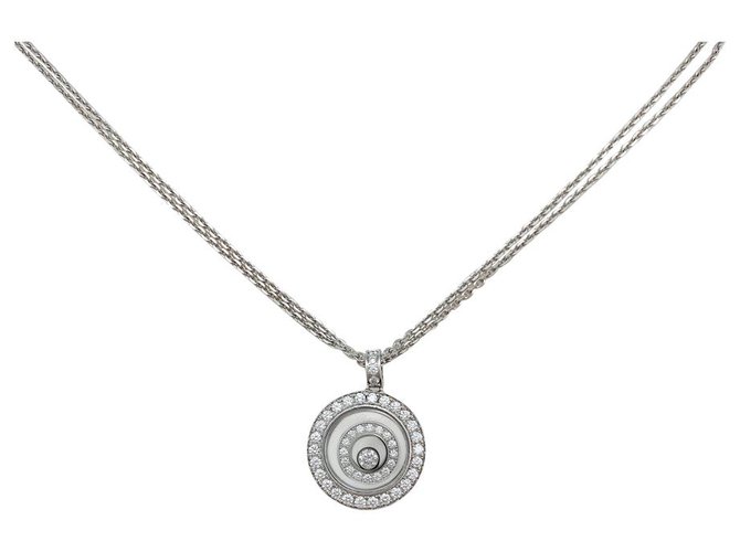Chaîne et pendentif Chopard "Happy Spirit" en or blanc, diamants ref ...