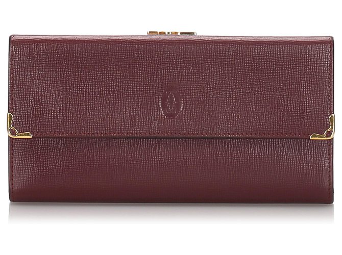 Cartier Red Leather Must De Cartier Wallet Dark red Pony-style calfskin ...