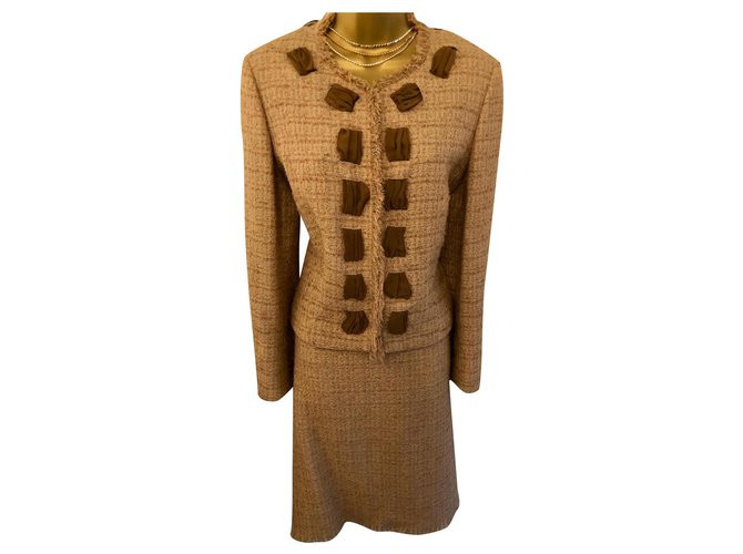 Lk Bennett Skirt suit Straw Silk Wool ref.179098 - Joli Closet