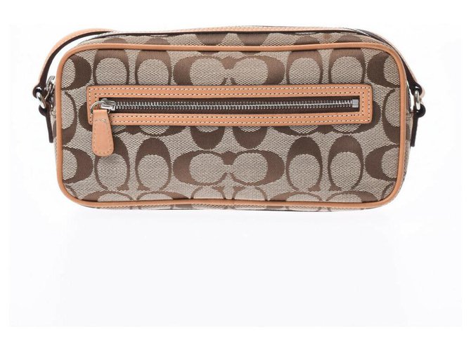 Sac à bandoulière Signature Coach Toile Marron ref.181072 - Joli Closet
