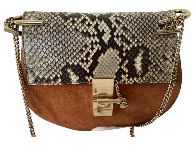 Chloé drew Python print Light brown Caramel Leather Exotic leather ref ...