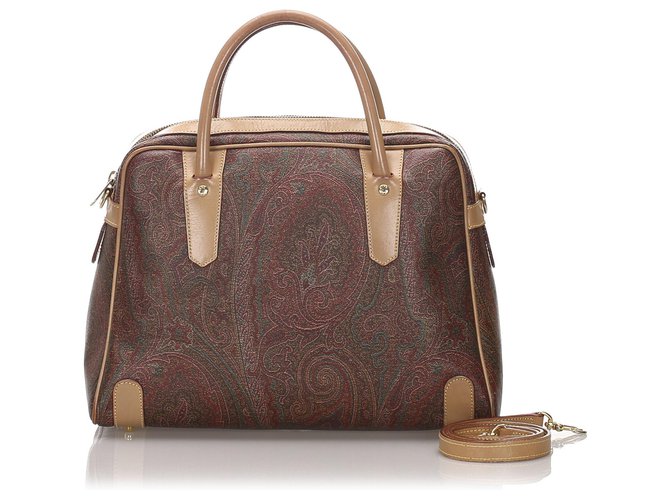 Etro Brown Paisley Satchel Multiple colors Leather Cloth Pony-style ...