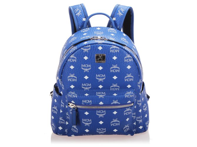 MCM Blue Visetos Leather Backpack Pony-style calfskin ref.254245 - Joli ...
