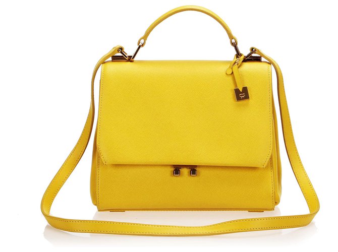MCM Yellow Leather Satchel Pony-style calfskin ref.254499 - Joli Closet
