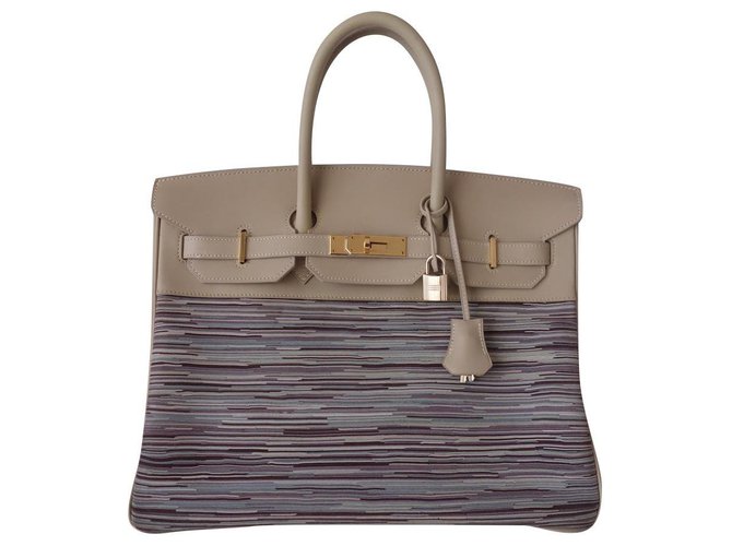 Hermès HERMES BIRKIN BAG 35 Vibrato Multiple colors Beige Leather ref ...