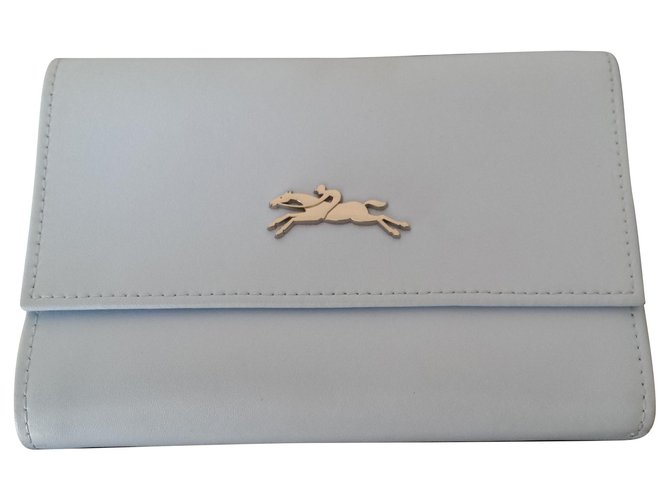 Longchamp Compact wallet Light blue Leather ref.280655 - Joli Closet