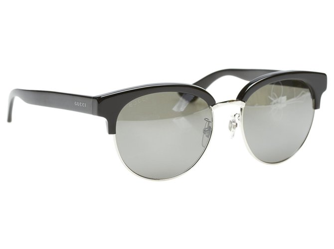 Gucci Black Round Tinted Sunglasses Plastic Ref305704 Joli Closet