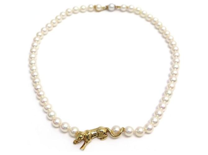 NEUF COLLIER CARTIER PANTHERE OR JAUNE 18K EMERAUDES PERLES DE CULTURE ...
