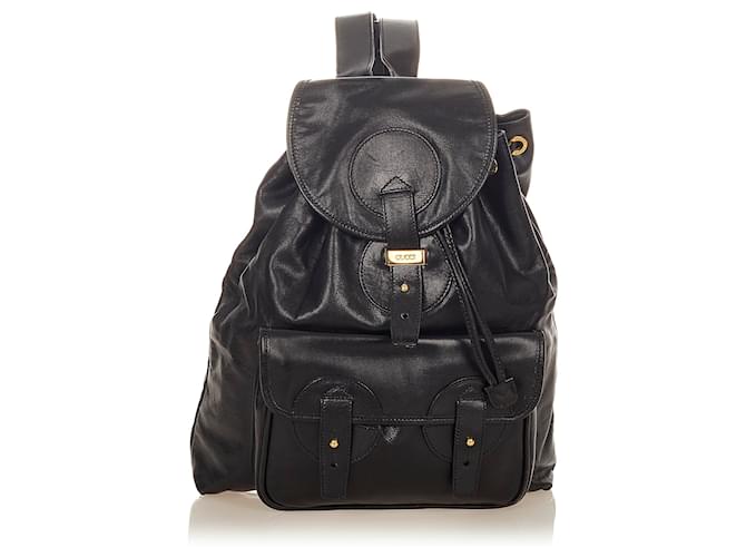 Gucci Black Leather Backpack Pony-style calfskin ref.383878 - Joli Closet