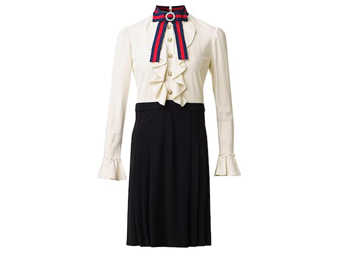 Gucci Robe bicolore à volants en gros-grain avec nœud Viscose ref ...