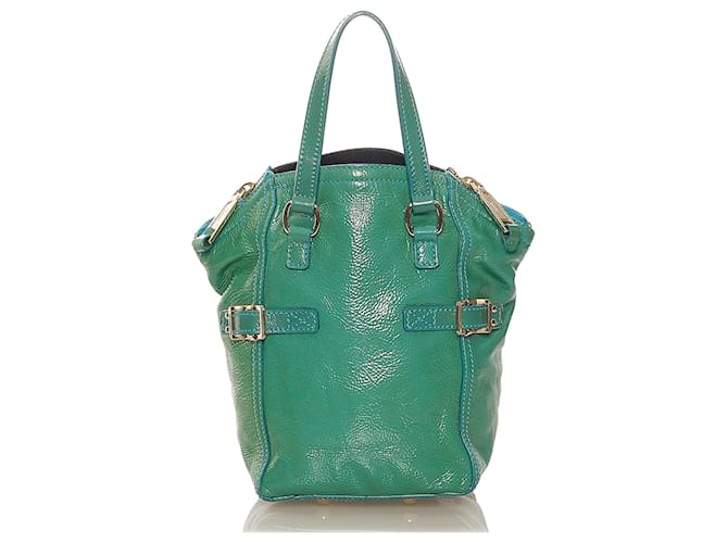 Yves Saint Laurent Sac à main en cuir verni vert YSL Downtown Cuir ...
