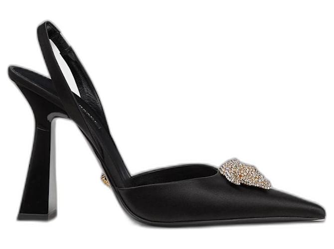 Versace Décolleté in raso con cinturino La Medusa Nero ref.457340 ...