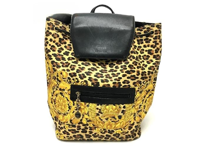 [Occasion] VERSACE Versace Vintage Leopard Backpack Daypack PVC x Cuir ...