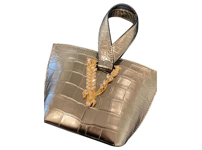 Versace virtus bag in python new Silvery ref.462612 - Joli Closet