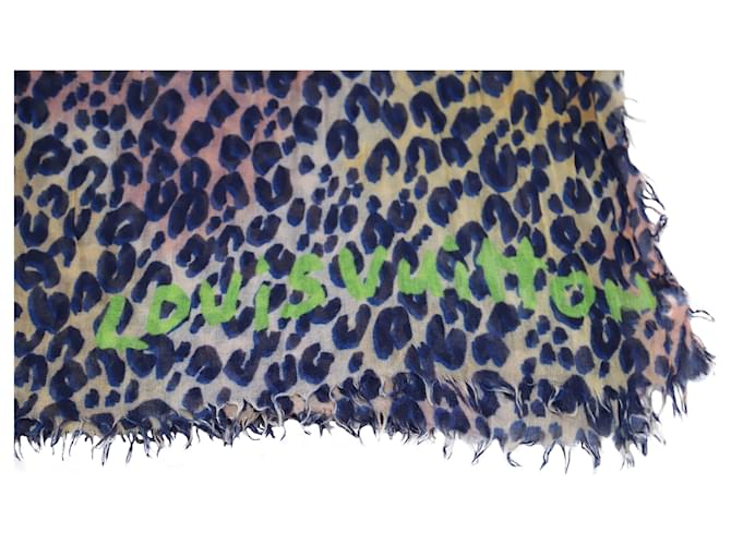 Louis Vuitton Leopard Stole in Multicolor Cashmere Multiple colors Wool ...