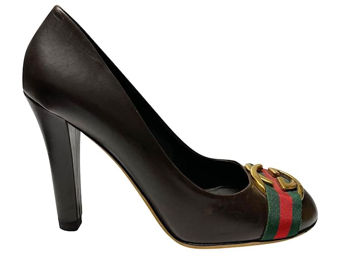 Gucci Escarpins GG Web en Cuir Noir ref.477663 - Joli Closet