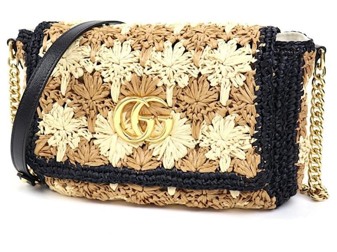 [Occasion] [GUCCI] GG Marmont Raphia Chain Shoulder Bag Black Hobo ...