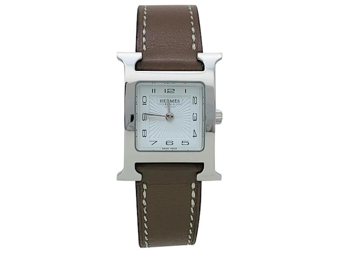 Hermès "Heure H" watch in steel, cuir. Leather ref.496639 - Joli Closet