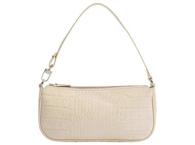 Rachel Hobo Bag - By Far - Cream - Croc Embossed Leather Brown Beige ...