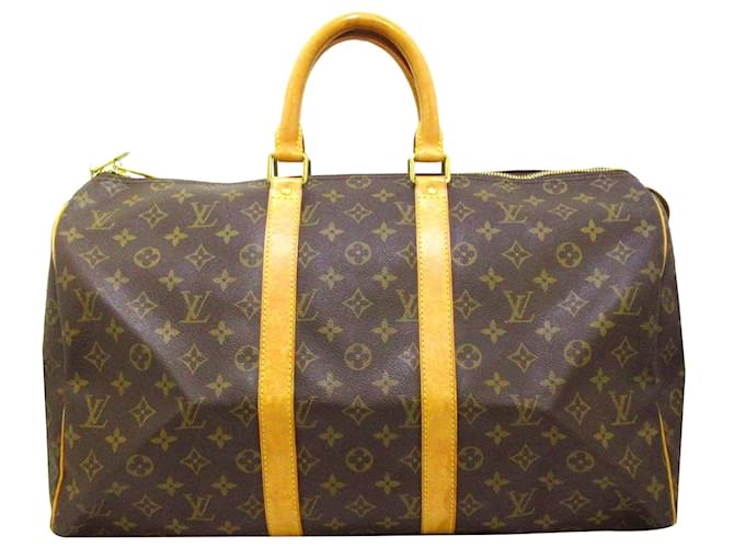 Louis Vuitton Brown Monogram Keepall 45 Leather Cloth ref.526173 - Joli ...