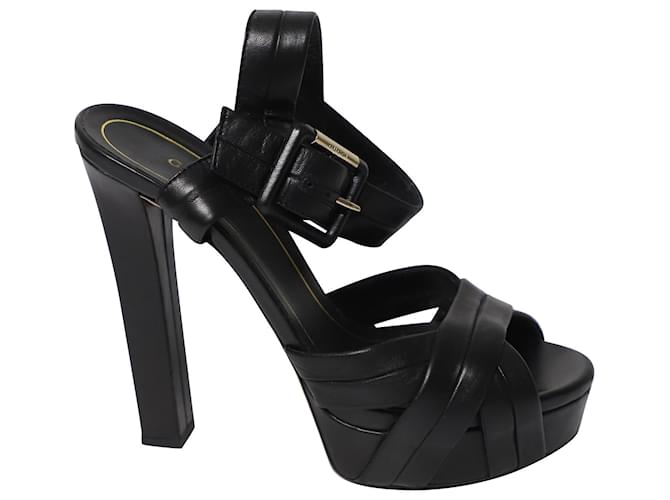 Gucci Jamie 105 Sandales à Plateforme en Cuir Noir ref.530778 - Joli Closet