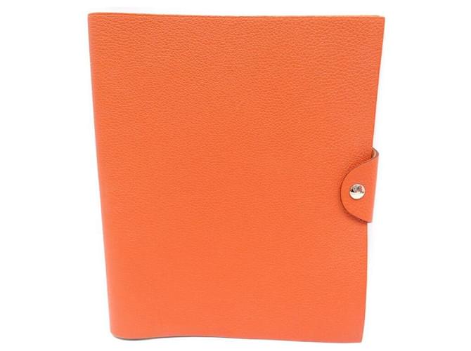 Hermès COUVERTURE DE CAHIER HERMES ULYSSE MM CUIR TOGO ORANGE LEATHER ...