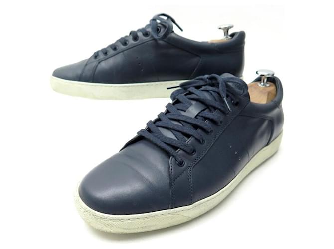 CHAUSSURES JM WESTON BASKETS 649 7.5 41.5 CUIR BLEU MARINE SNEAKERS ...