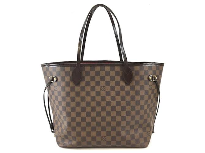 Toile Louis Vuitton Neverfull MM Damier Ébène Cuir Marron ref.546567 ...