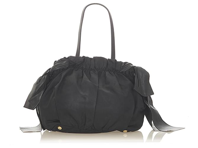 Prada Tessuto Python Shoulder Bag Black Exotic leather ref.546673 ...