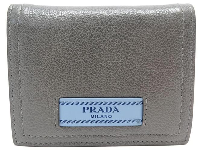 NINE PRADA WALLET 1MV204 IN GRAIN GRAY LEATHER PURSE NEW WALLET Grey ...