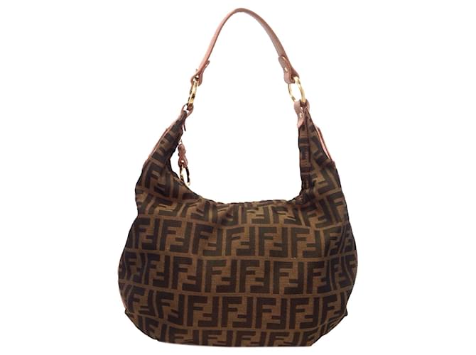 Fendi Brown Zucca Canvas Hobo Bag Leather Cloth Pony-style calfskin ...