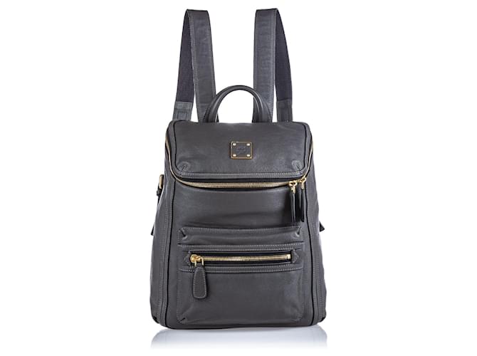 MCM Gray Leather Backpack Grey Pony-style calfskin ref.569316 - Joli Closet