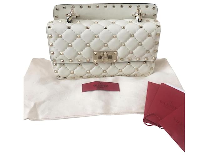 Valentino Garavani Small Rockstud Spike White Leather ref.577082 - Joli ...