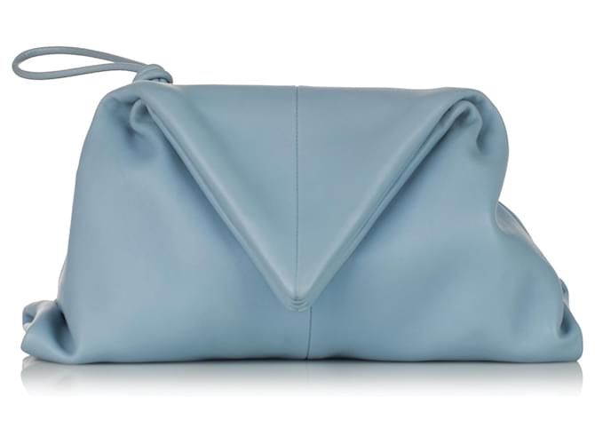 Bottega Veneta Blue BV Trine Angular Leather Clutch Bag Pony-style ...